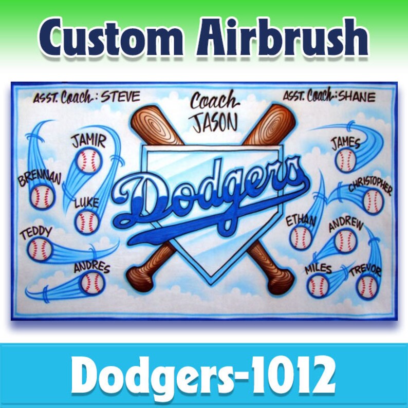 Baseball Banner Dodgers Airbrush Team Banner - Etsy