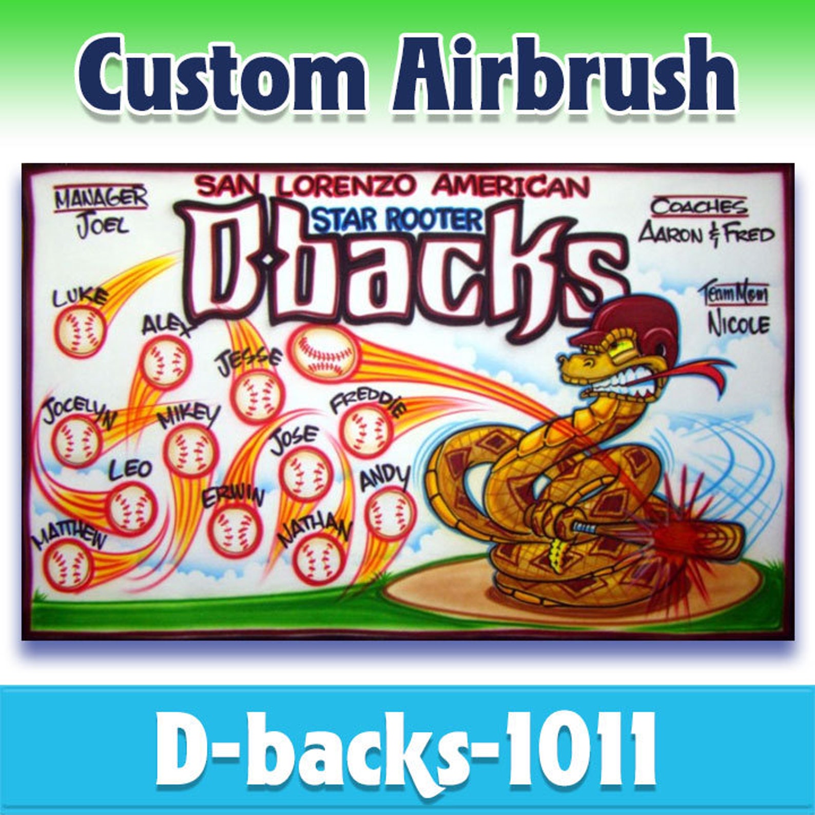 Baseball Banner - D-backs - Airbrush Team Banner - Etsy