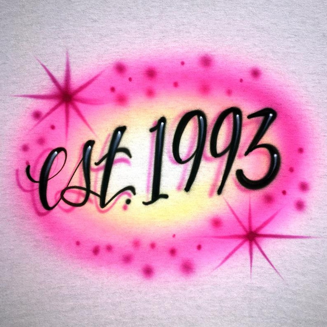 Airbrush T-shirt - Est - Birthday - Custom - Gift - Your Year - Etsy