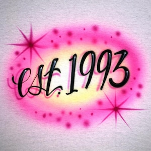 Airbrush T-shirt - Est - Birthday - Custom - Gift - Your Year - Etsy