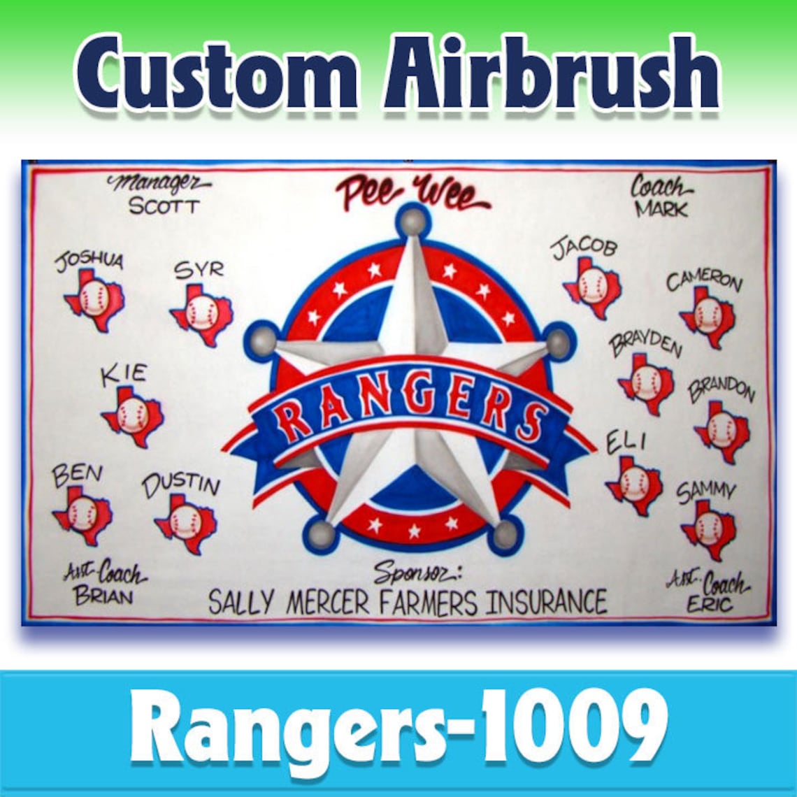 Baseball Banner Rangers Airbrush Team Banner - Etsy
