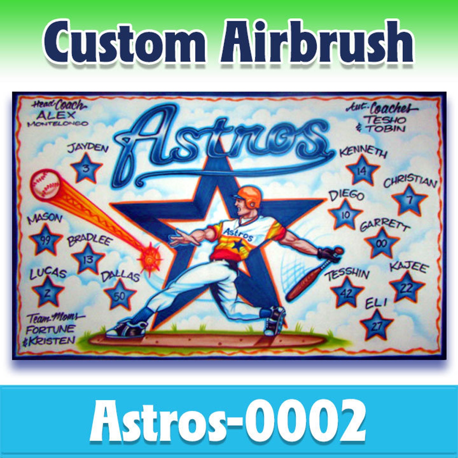 Baseball Banner Astros Airbrush Team Banner | Etsy