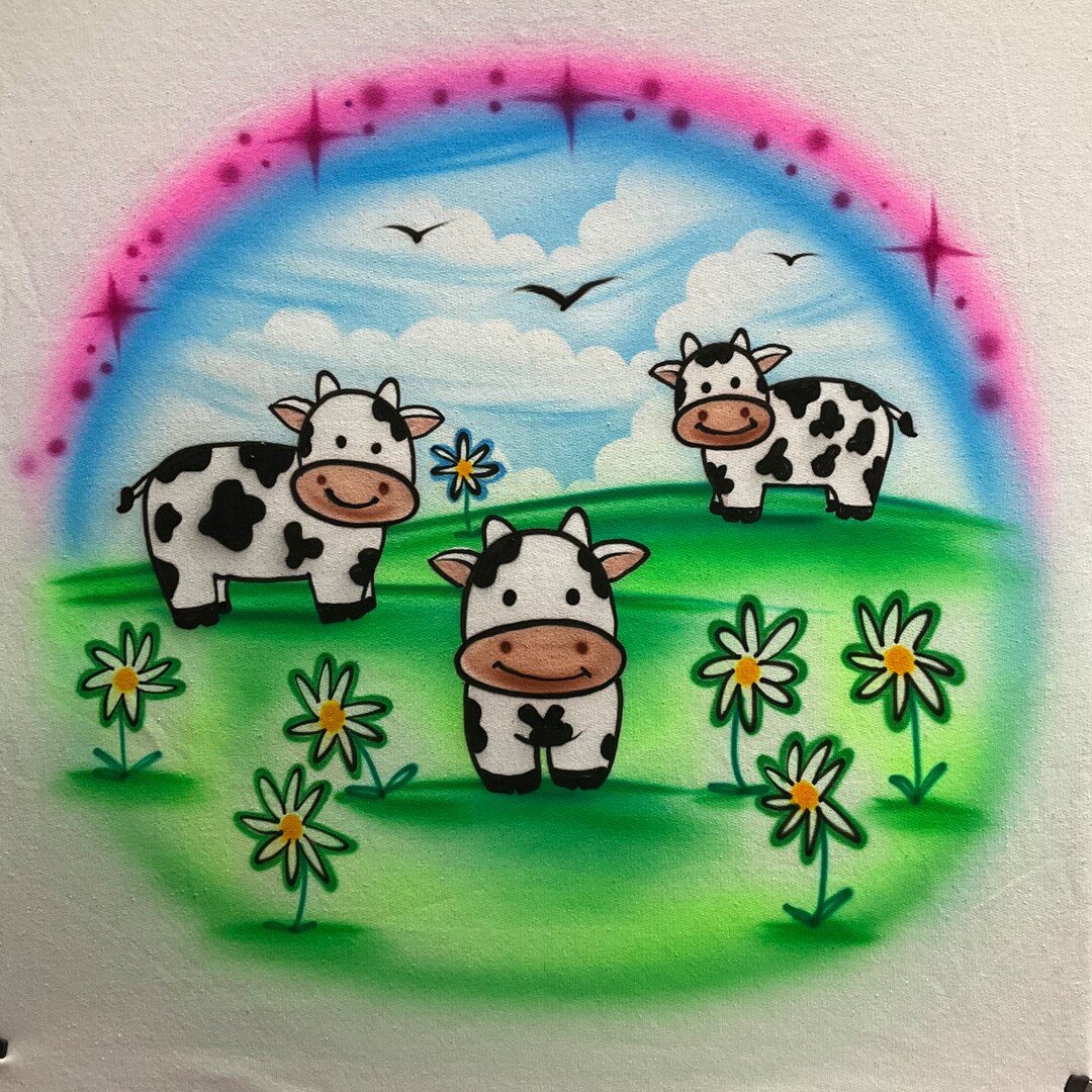 Airbrush T-shirt * Cows in Pasture - Etsy
