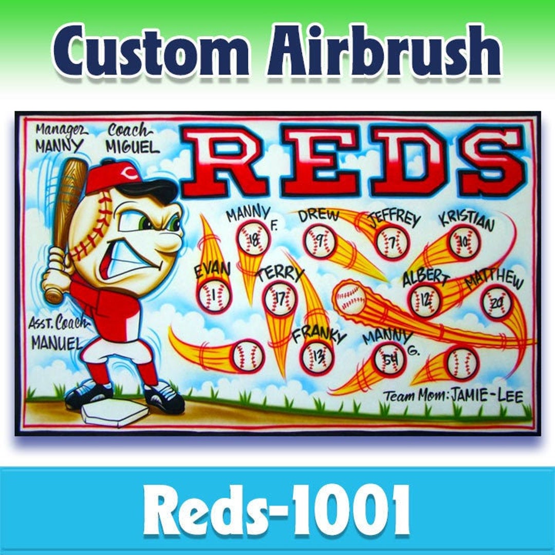 Baseball Banner - Reds - Airbrush Team Banner - Etsy