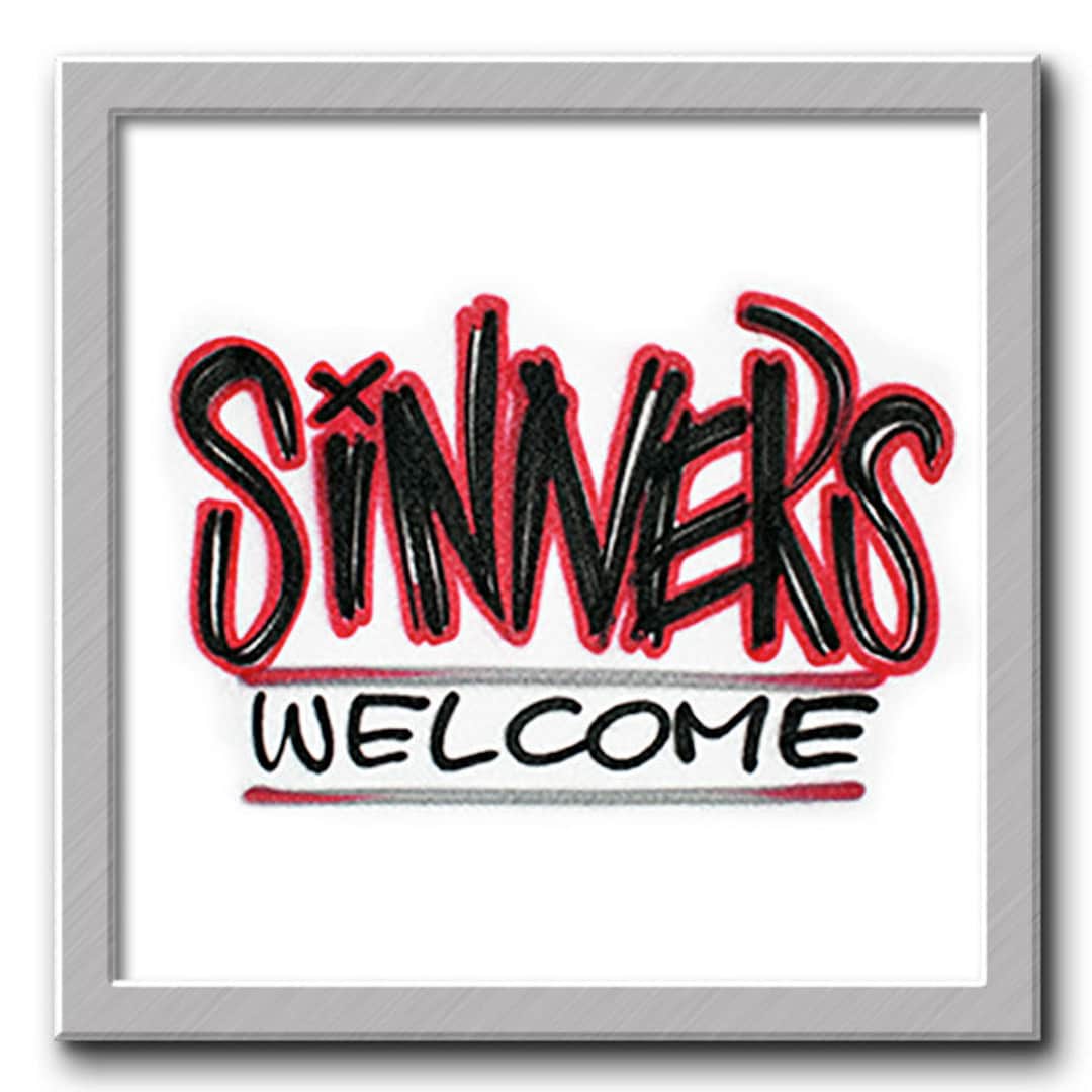 Airbrushed T-shirt Sinners Welcome * Your Name * You Choose Color - Etsy