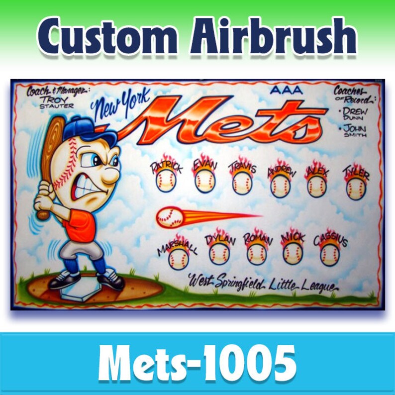 Baseball Banner Mets Airbrush Team Banner | Etsy