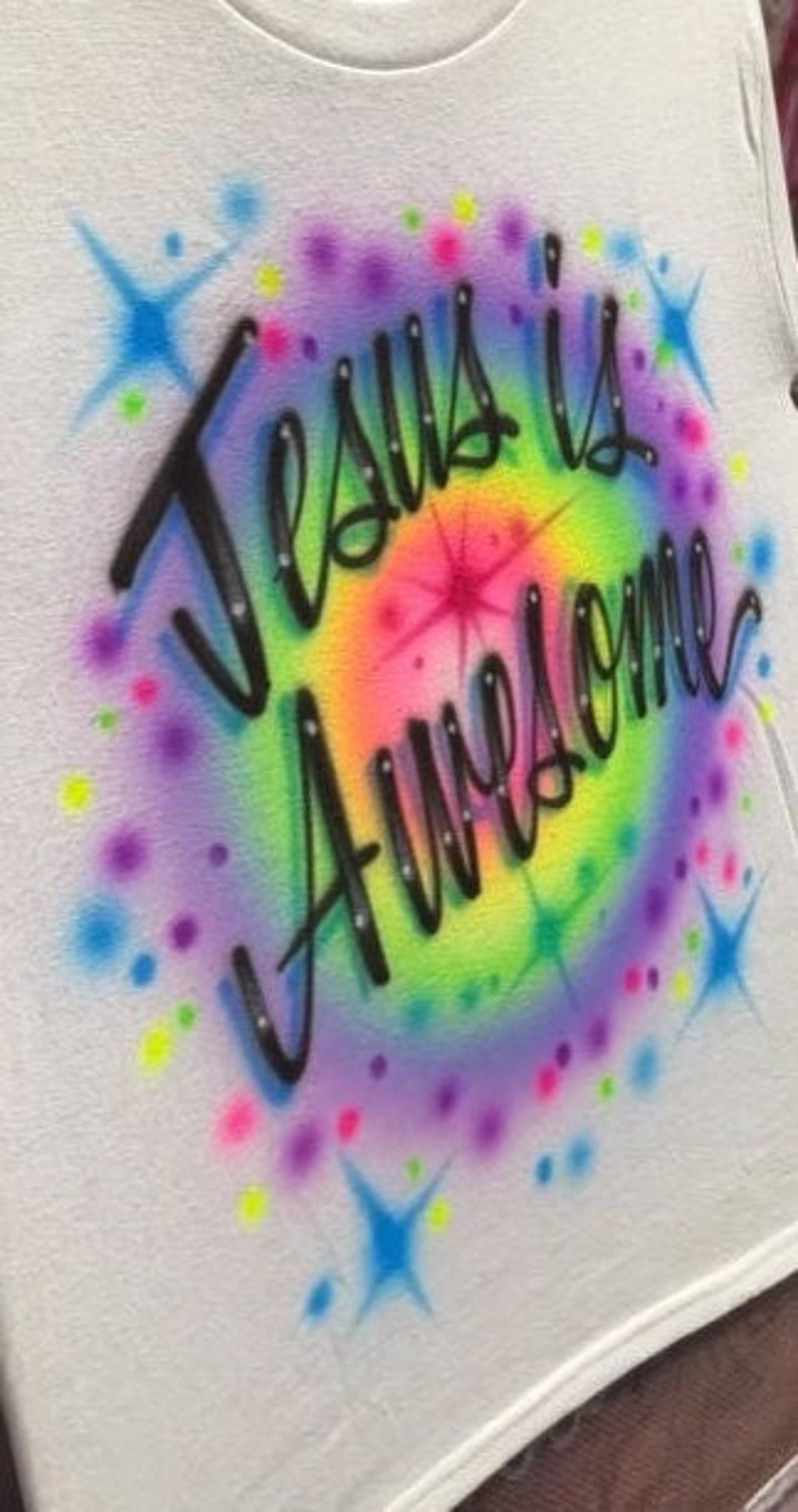 Airbrushed T-shirt Jesus is Awesome Christian Neon - Etsy