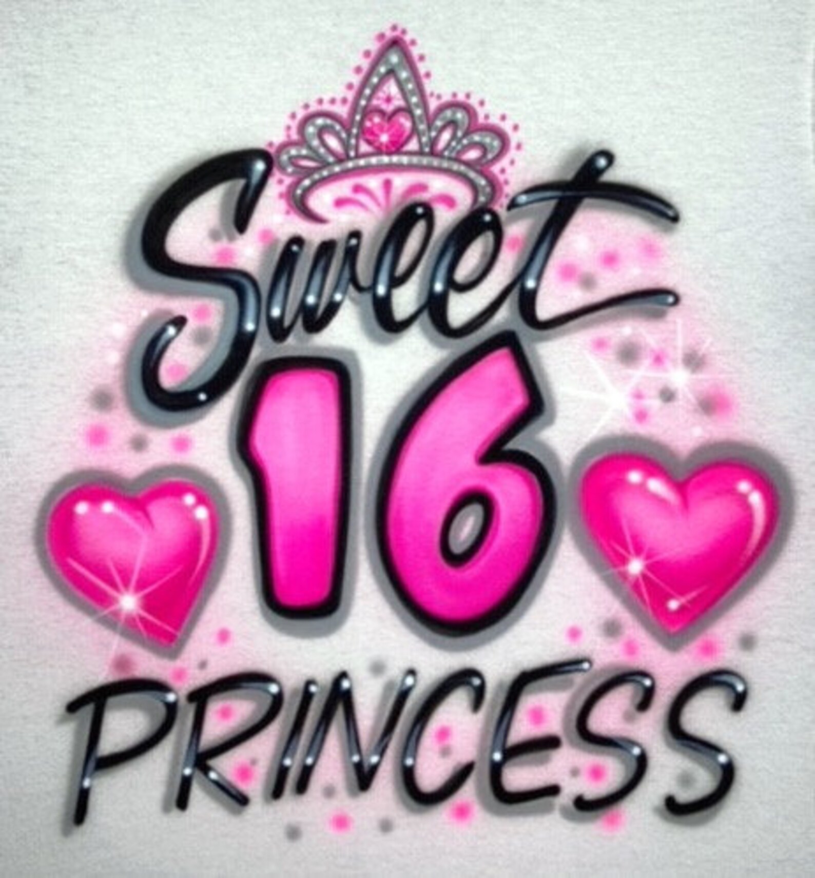 Airbrushed T-shirt Sweet 16 Birthday Princess Tiara - Etsy