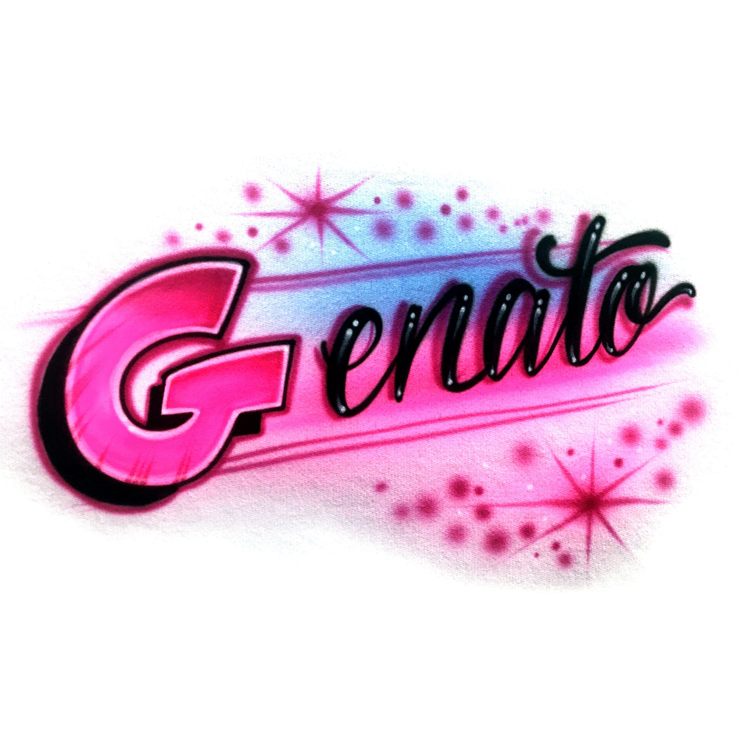 Block-script Name Design Airbrushed T-shirt Your Name - Etsy