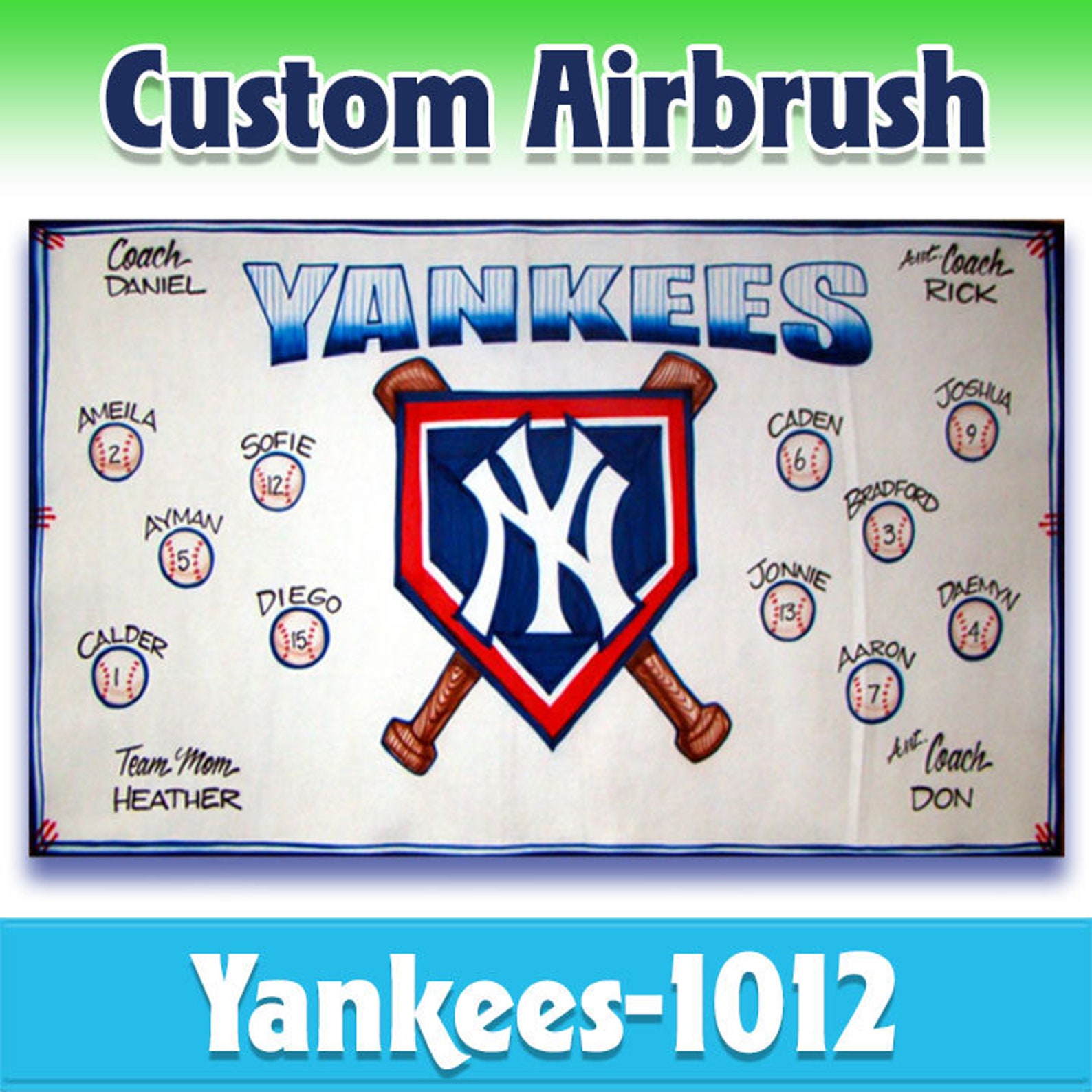 Baseball Banner Yankees Airbrush Team Banner | Etsy