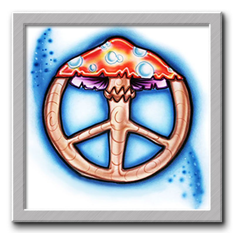 Airbrushed T-shirt Mushroom Peace * Your Name * You Choose Color - Etsy