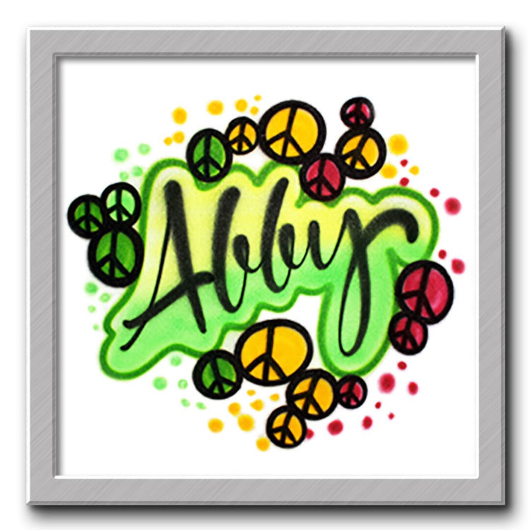 Peace Name Design * Airbrushed T-shirt * Your Name * You Choose Color ...