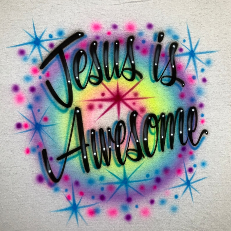 Airbrushed T-shirt - Jesus is Awesome - Christian - Neon Colors - Etsy