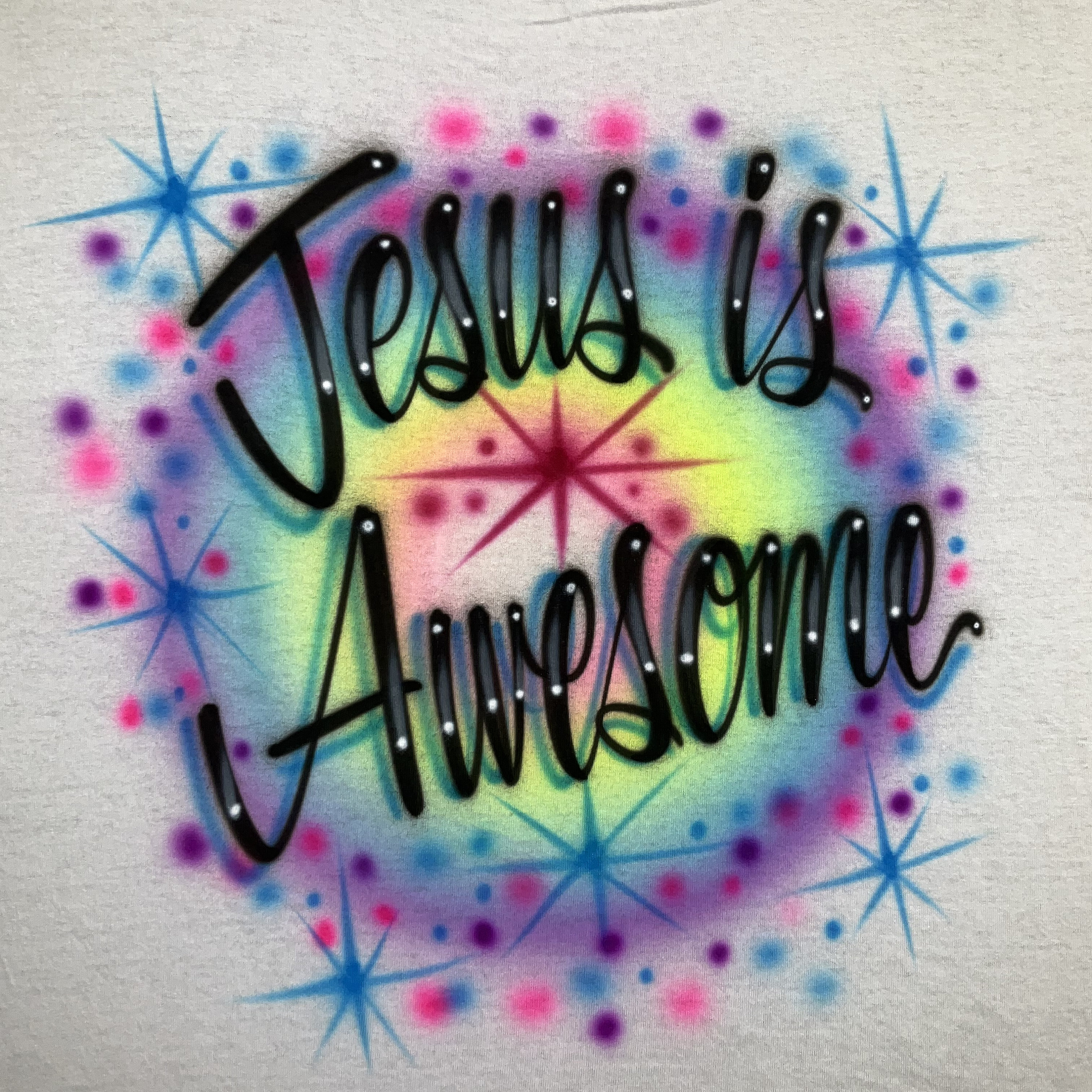 Airbrushed T-shirt - Jesus is Awesome - Christian - Neon Colors - Etsy