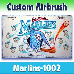 Baseball Banner - Marlins - Airbrush Team Banner - Etsy