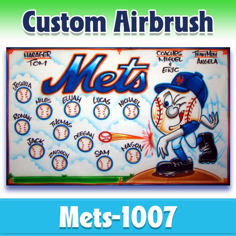 Baseball Banner Mets Airbrush Team Banner | Etsy