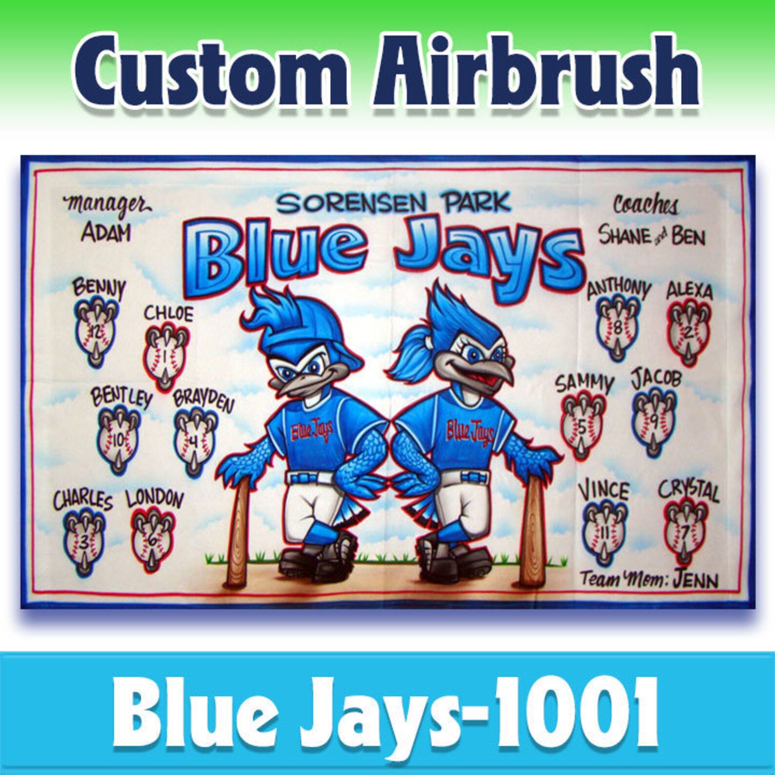 Baseball Banner - Blue Jays - Airbrush Team Banner - Etsy
