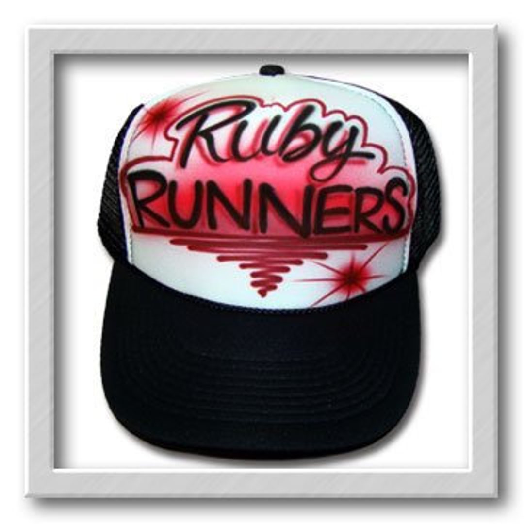 Airbrushed Trucker Hat *script/print * Two Word - Etsy