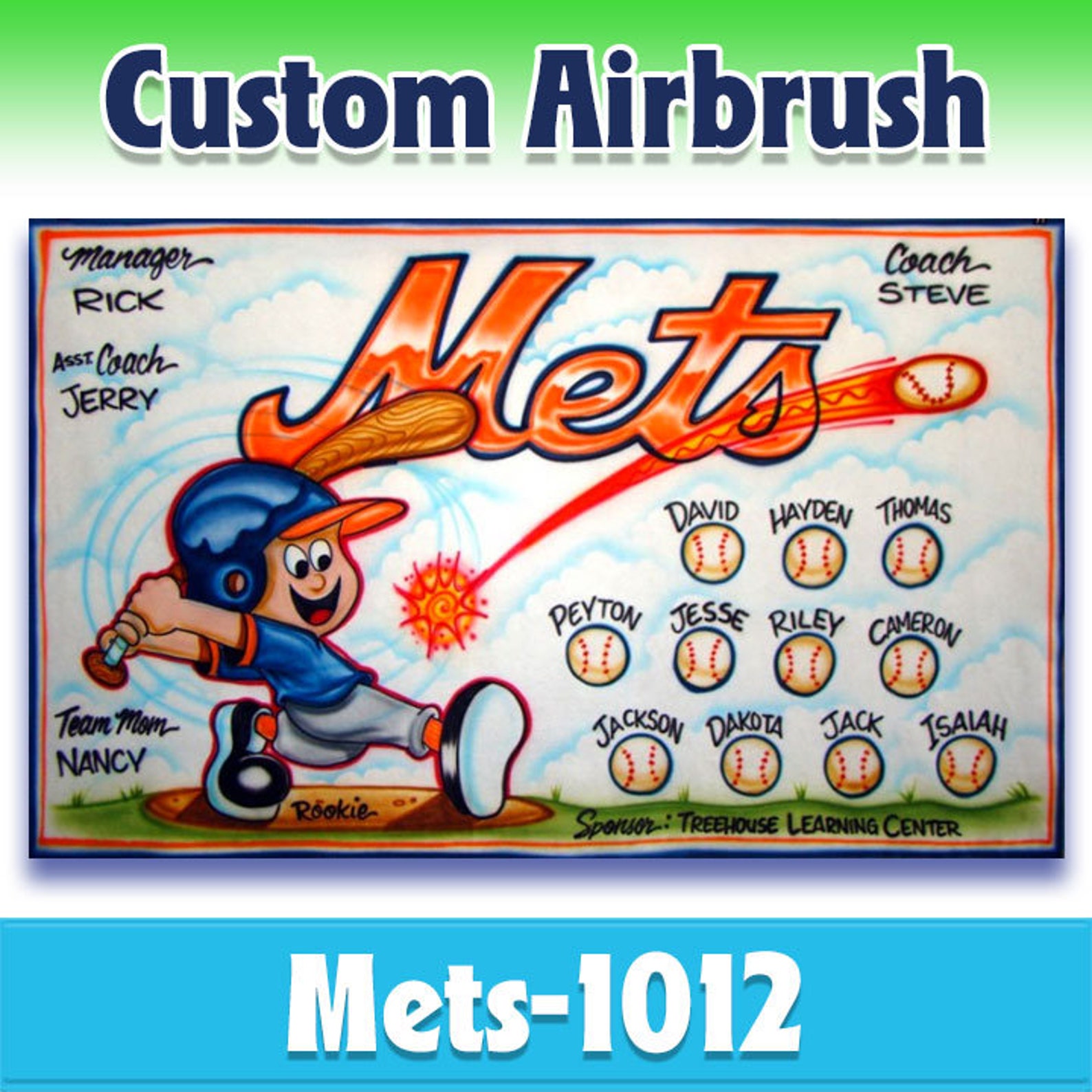Baseball Banner Mets Airbrush Team Banner | Etsy