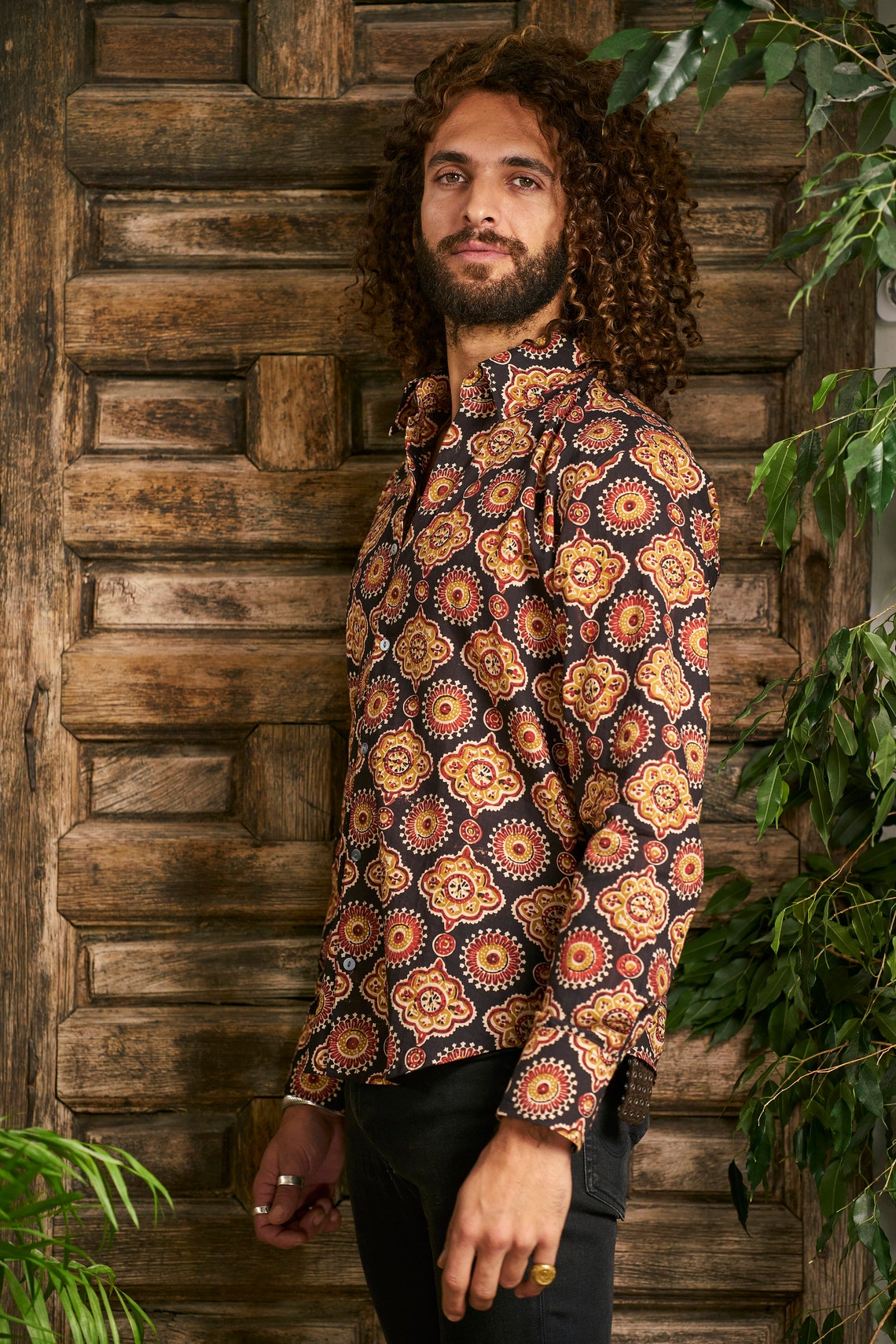 Mens Print Shirt / Block Print Shirt/ Button Down Mens Shirt /long ...