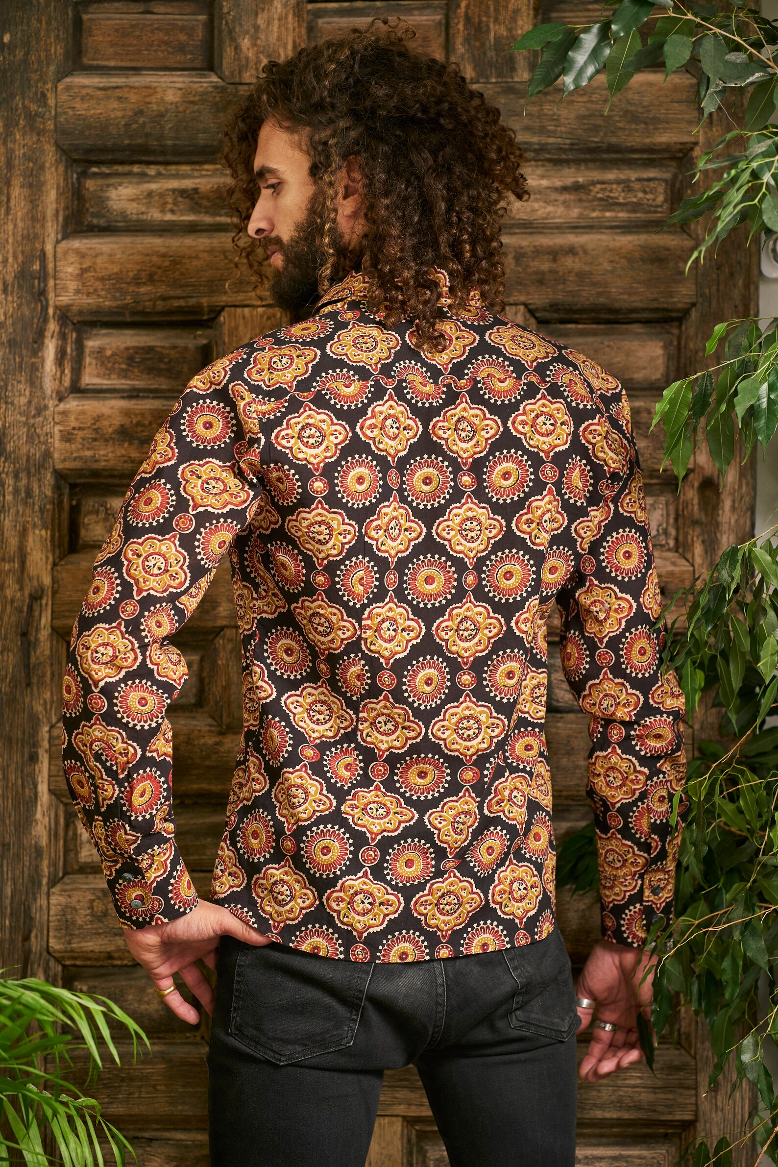 Mens Print Shirt / Block Print Shirt/ Button Down Mens Shirt /long ...