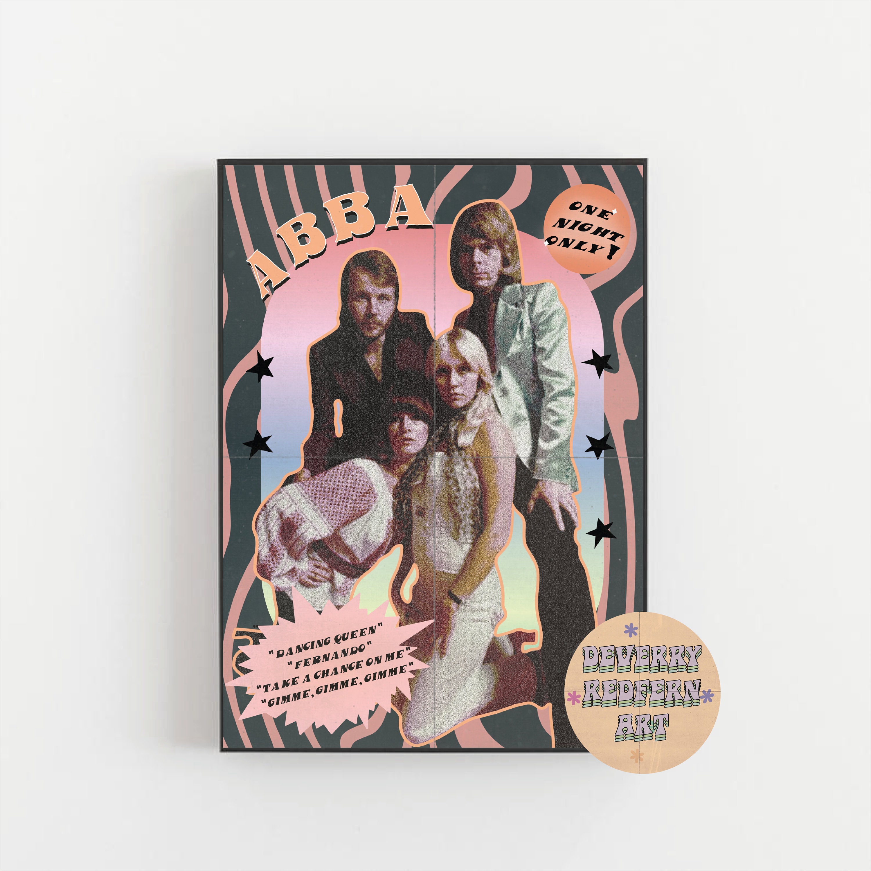ABBA 1970's inspired music sticker poster | Etsy