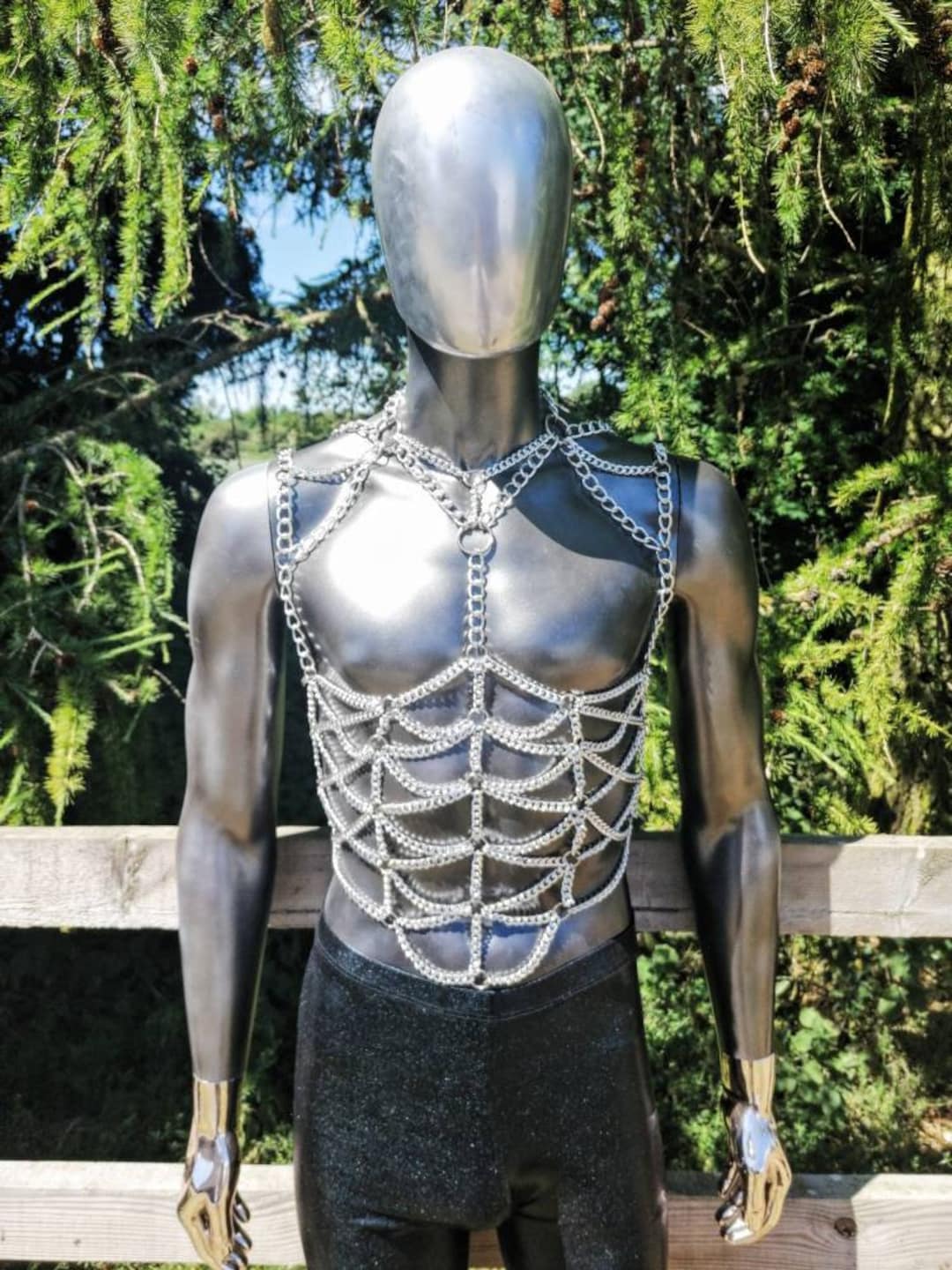 Male Chain Harness: Handmade Body Corset, Festival Rave Costume - Etsy