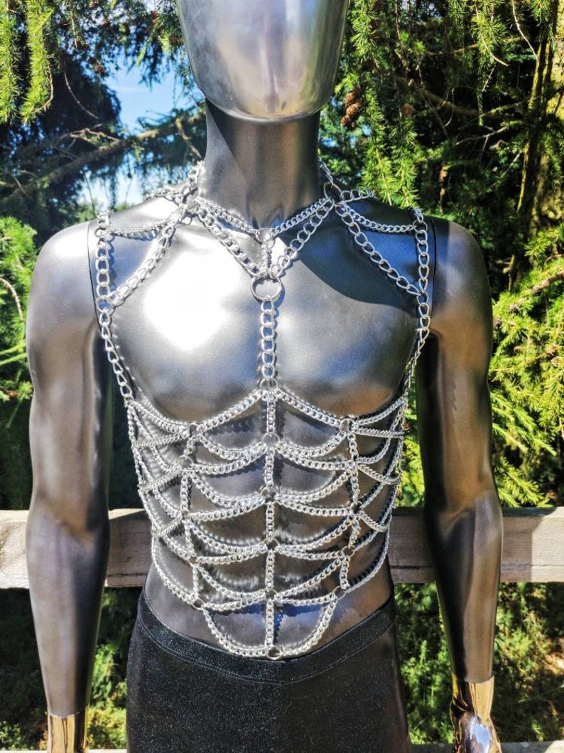 Male Chain Harness: Handmade Body Corset, Festival Rave Costume - Etsy