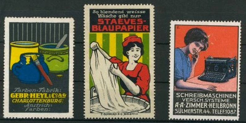 10 Different Delightful VINTAGE POSTER STAMPS Ca 1910's! All Original ...