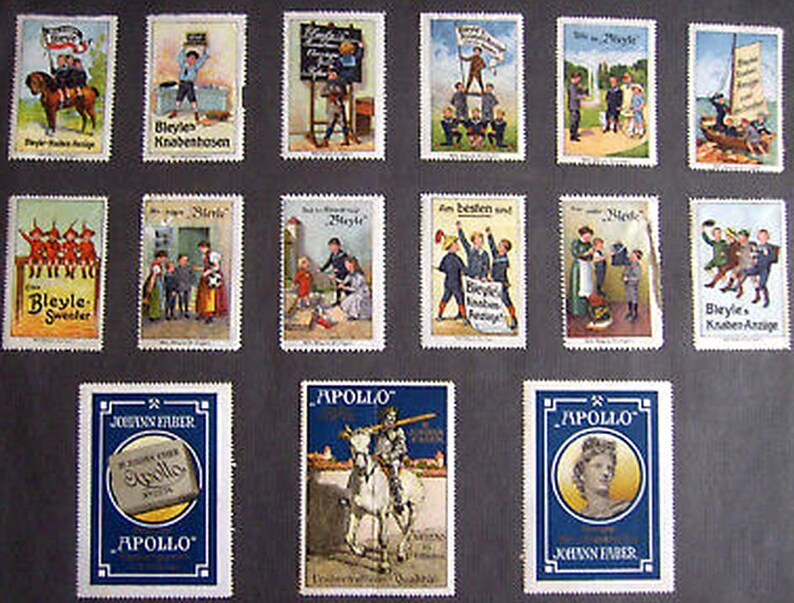 10 Different Delightful VINTAGE POSTER STAMPS Ca 1910's All Original ...