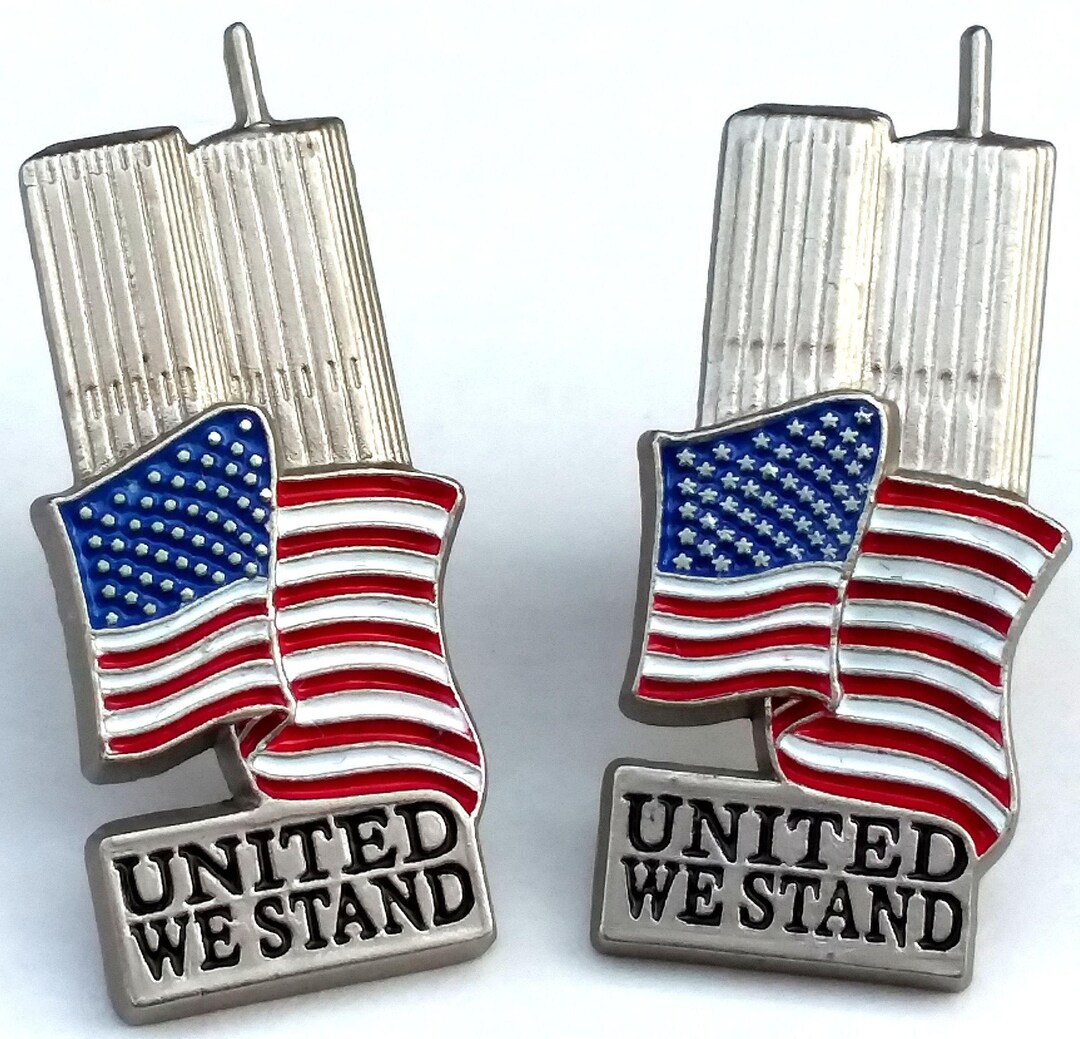 Pair of Fine Handcrafted Multicolor Pewter 9-11-2001 UNITED WE STAND ...