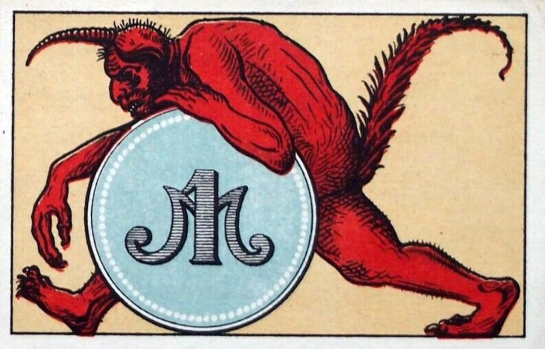 Devil Makes off With Silver Mark Coin on This RARE GERMAN 1921 NOTGELD ...