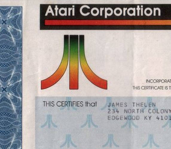 Very Rare Original 1980's ATARI STOCK CERTIFICATE W Tramiel Signatures ...