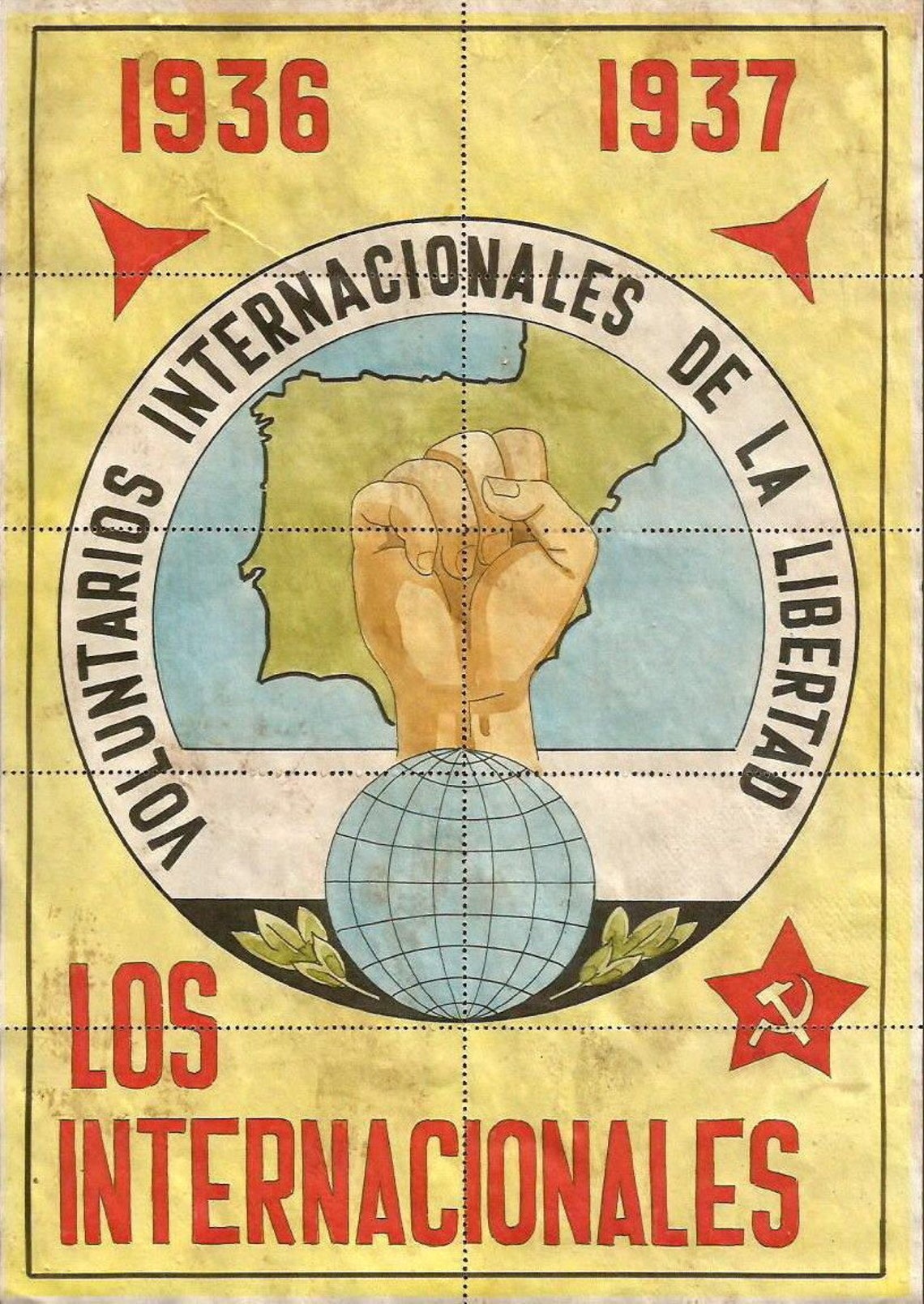 INTERNATIONAL BRIGADE Spanish Civil War Poster (raised Fist/map of ...