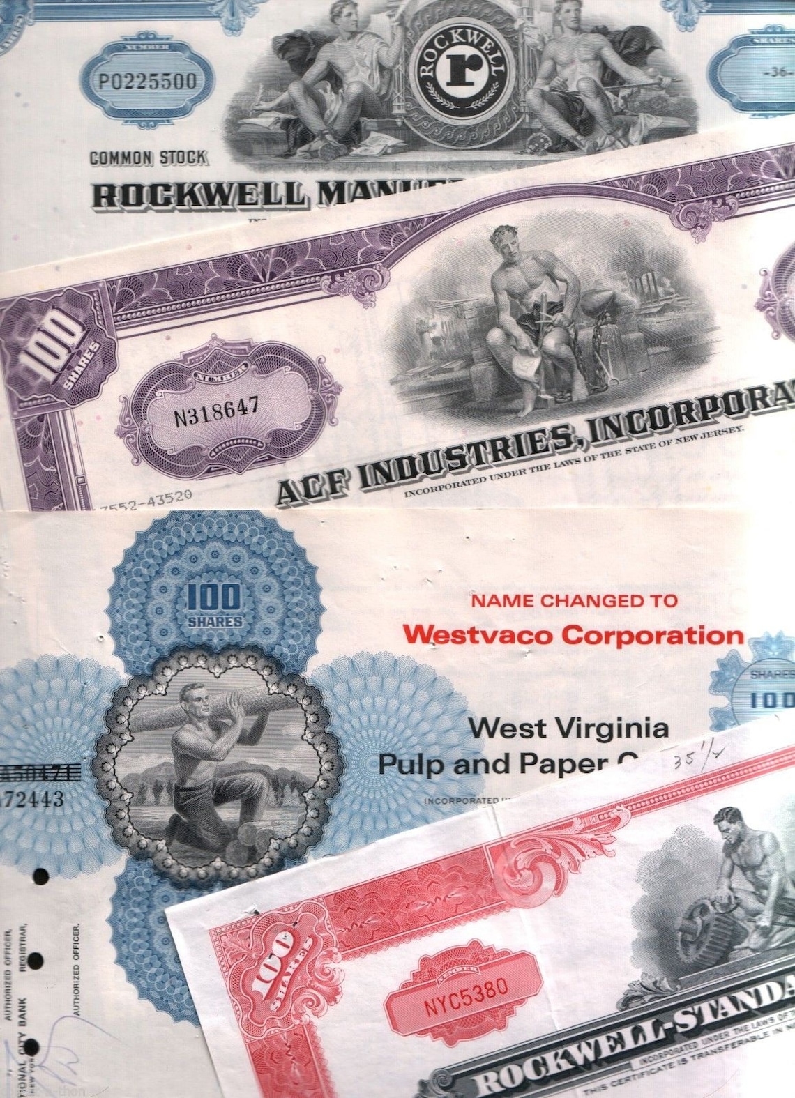50 Diff Beautifully Engraved VINTAGE AMERICAN STOCKS Including Many Big ...
