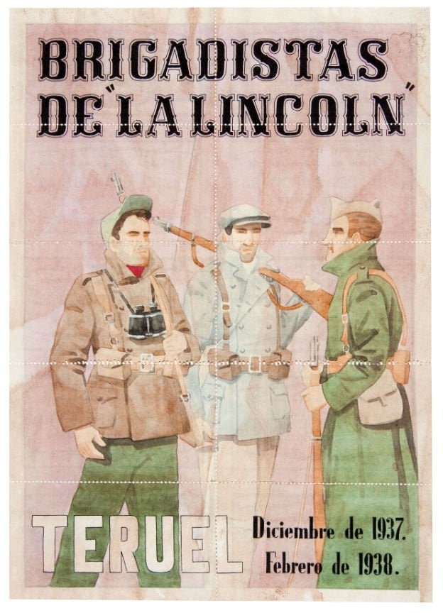 Spansh Civil War LINCOLN BRIGADE POSTER on Back of Ration Coupon Sheet ...