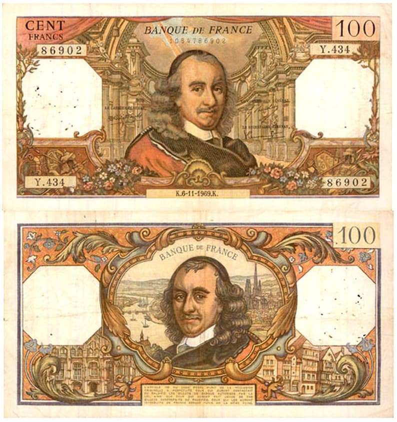 Superb Full Color GIANT FRENCH 100 FRANCS Bill (dated 1965-1979) Bright ...