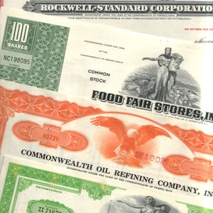 50 Diff Beautifully Engraved VINTAGE AMERICAN STOCKS Including Many Big ...