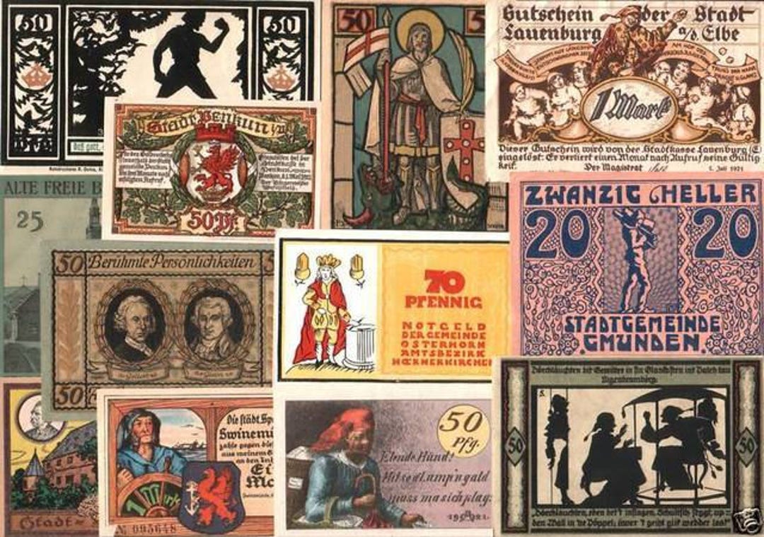 Superb Collection of 20 Different RARE GERMAN NOTGELD Bills (1918-22 ...