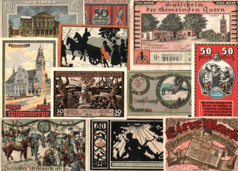 Collection of 20 DIFFERENT GERMAN NOTGELD Bills (1918-22) Collector ...