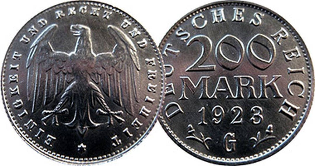 Scarce Brilliant Uncirculated 200M 1923 GERMAN INFLATION COIN Retail 20 ...