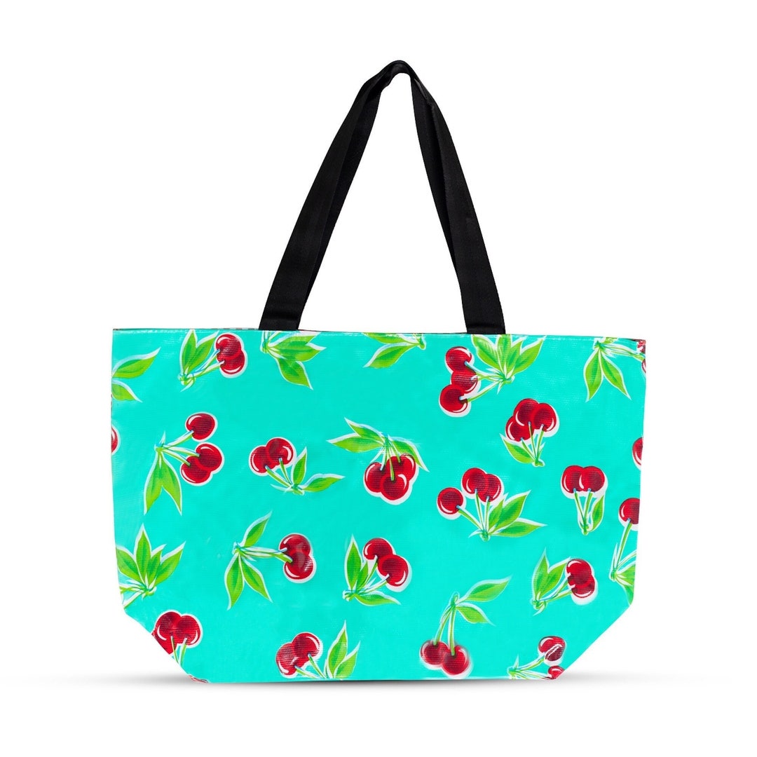 Oilcloth Beach Bag - Large Waterproof and Wipeable Beach Tote in ...