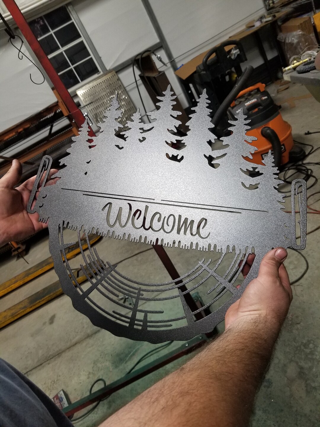 Welcome Logger Cabin Sign Forest Saw Mill Arborist Fathers Mothers Day ...