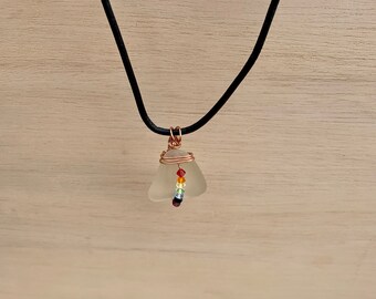 Neckless, Sea-glass Neckless, Chakra Crystals, Swarovski Crystals, Boho ...
