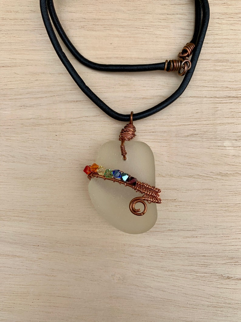 Neckless Sea-glass Neckless Chakra Crystals Swarovski - Etsy