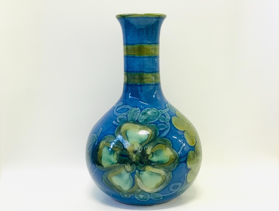 Italian Bellini Blue Ceramic Vase, Flower Decor, Rimini Blue Glaze, Mid ...