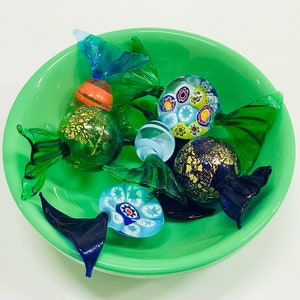 Murano Glass Hard Candies of Three Styles, Murrina Millefiori, Italian ...