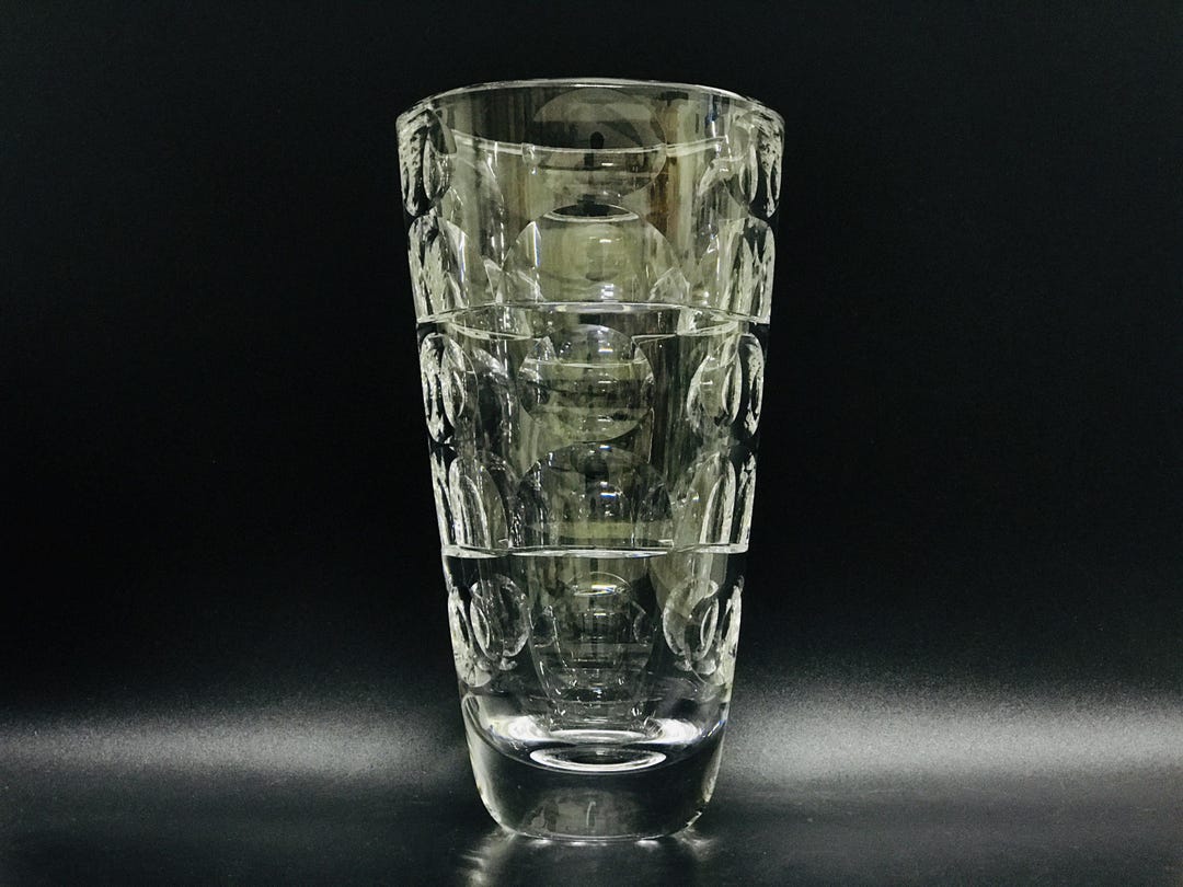 Orrefors Crystal Glass Vase With Cut Facet Windows, Ingeborg Lundin ...