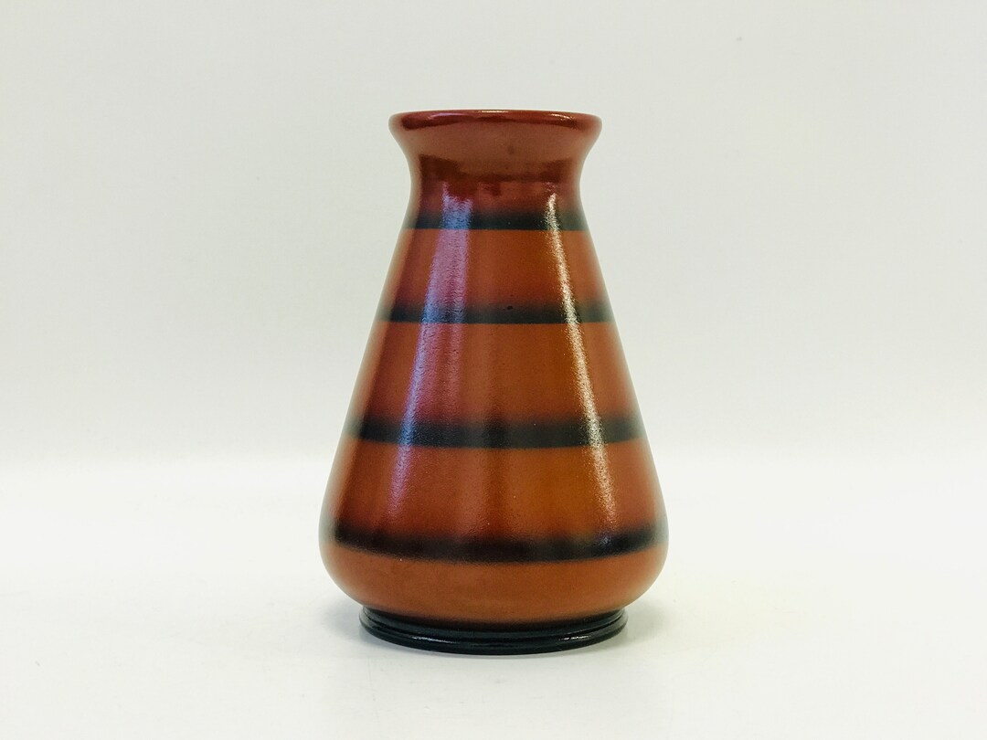 Swiss Made Sigg Arta Enamel Painted Aluminum Vase, Art Deco Brownish ...