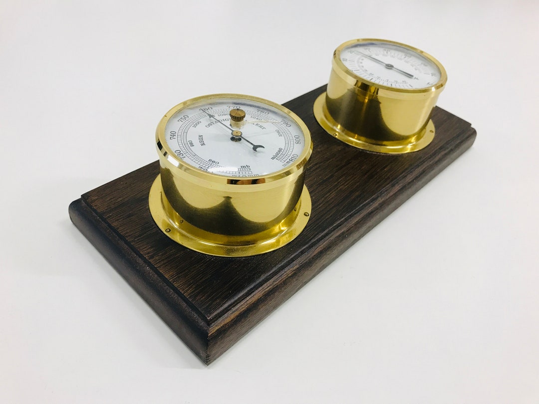 Maritime Wall Hanging Weather Station Instrument on Wooden Board ...